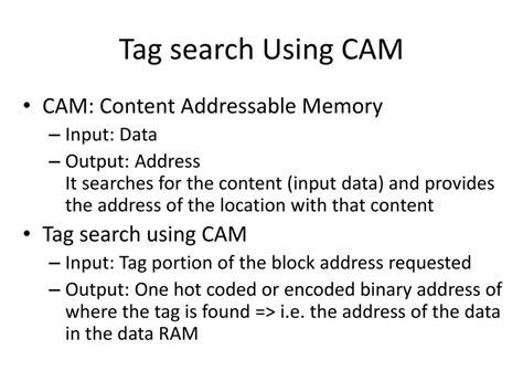 Cam Content Addressable Memory Ppt Download