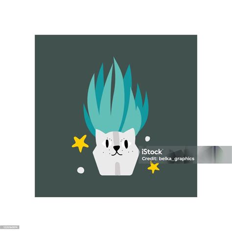 스칸디나비아 스타일의 가정 길쭉한 식물흰색 고양이 모양의 화분 독특한 손으로 그린 보육 포스터입니다 현대 벡터 그림입니다 가축에 대한 스톡 벡터 아트 및 기타 이미지