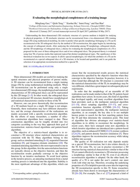 Pdf Evaluating The Morphological Completeness Of A Training Image