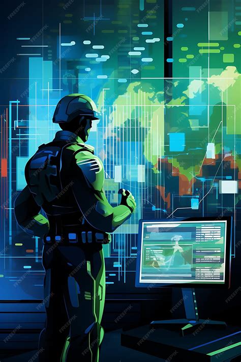 Premium Ai Image Intelligence Analyst Soldier Analyzing Data