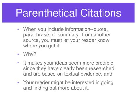 PPT Parenthetical Citations PowerPoint Presentation Free Download ID