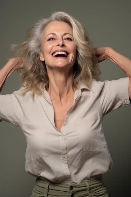 Premium Ai Image 50 Year Old Woman Emotional Dynamic Pose