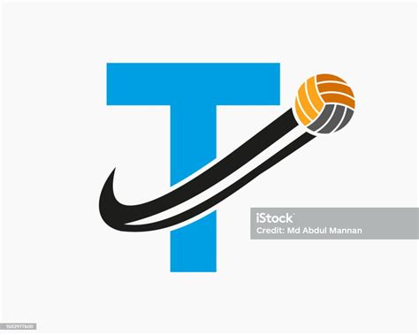 배구 공 아이콘이 있는 문자 T 개념에 배구 배구 스포츠 유형 템플릿 Championship에 대한 스톡 벡터 아트 및 기타 이미지 Championship 건강한 생활