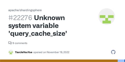 Unknown System Variable Query Cache Size Issue Apache Shardingsphere Github