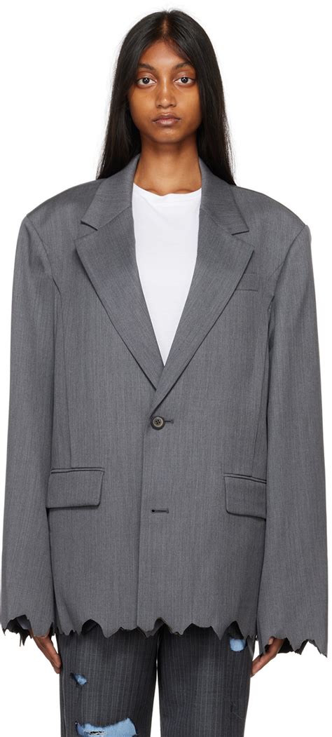 ader error gray oversized blazer ssense canada