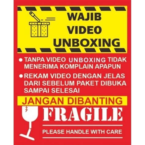 Jual Sticker Video Unboxing Fragile Video Unboxing Paket Video Unboxing Fragile Stiker Label