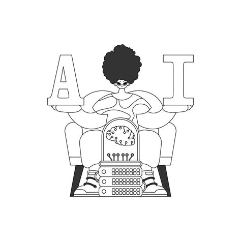 He Grasps Letters Ai In His Palm Hinting An Ai Concept Drawn In A Linear Vector Style 29286877