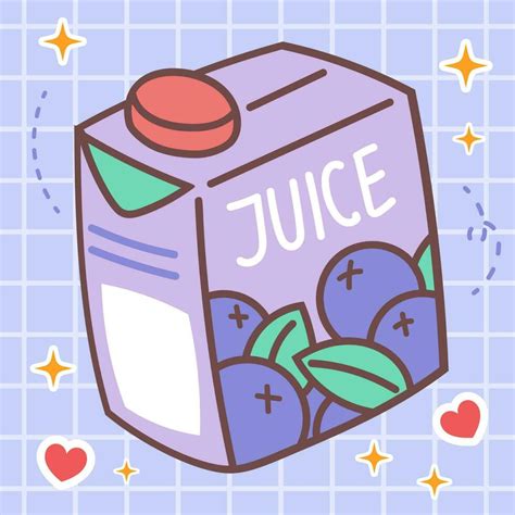 Kawaii Food Of Blueberry Juice Box Drink Vector Hand Drawn Cute