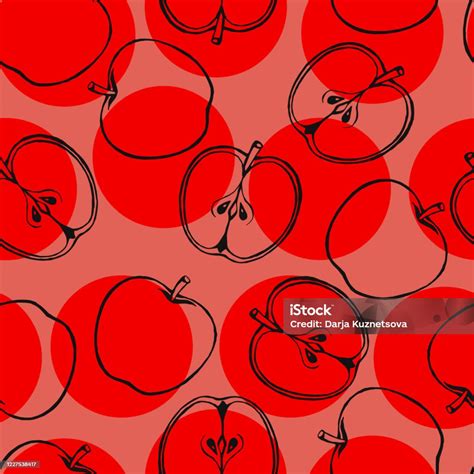 손으로 그린 과일 요소 사과와 원활한 패턴 채식 벽지 디자인 포장 섬유 배경 디자인 엽서 및 포스터 0명에 대한 스톡 벡터 아트 및 기타 이미지 Istock