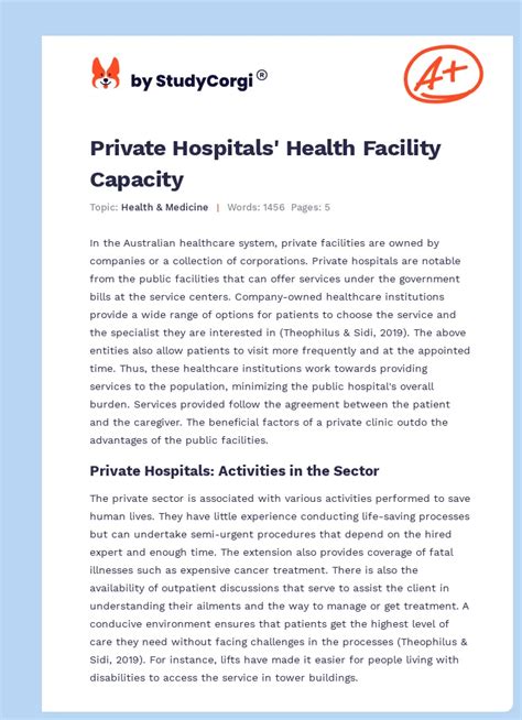 Private Hospitals Health Facility Capacity Free Essay Example