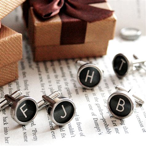 Black Initial Personalised Cufflinks Eva Ted Hands