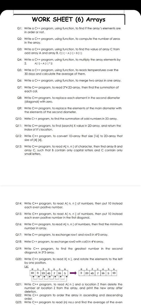 Solved Work Sheet 6 Arrays Q1 Write A C Program Using