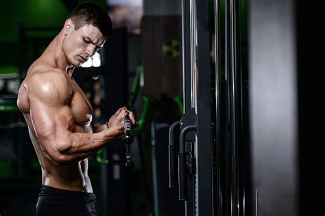 근육 질의 잘생긴 체육 보디 피트 니스 모델 다이어트에 체육관에서 운동 후 포즈 강사에 대한 스톡 사진 및 기타 이미지 강사 건강한 생활방식 결심 Istock