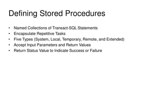 PPT Defining Stored Procedures PowerPoint Presentation Free Download ID 5529802