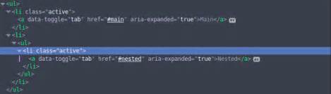 Javascript Nested List In Bootstrap Tabjs Active Class Is Not