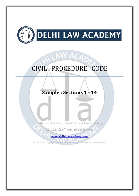 CPC 1 Lecture Notes 7 CIVIL PROCEDURE CODE Sample Sections 1 14 Delhi Law Academy