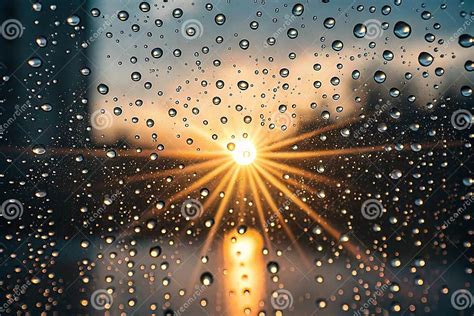 Light Explosion Zoomed Raindrops On Illuminated Window Create An