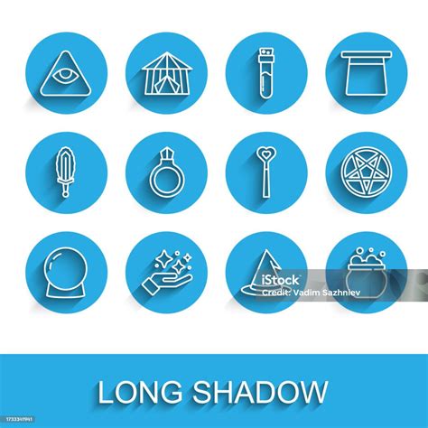 세트 라인 매직 볼 마술 트릭이 있는 스파클 별 메이슨 마녀 모자 가마솥 돌 반지 보석 오각형 원 및 지팡이 아이콘 벡터 Freemasons에 대한 스톡 벡터 아트 및 기타