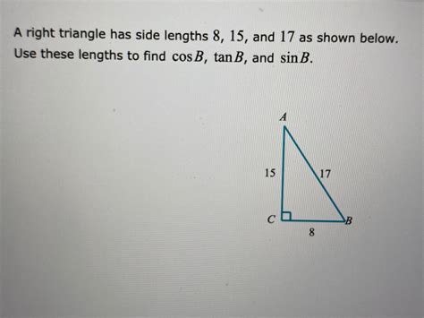 Answered A Right Triangle Has Side Lengths 8 … Bartleby
