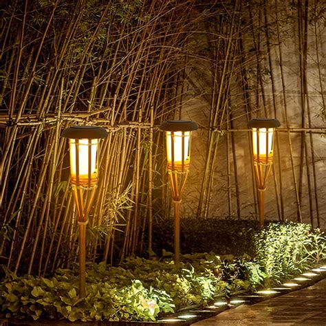 Jual Lampu Led Bambu Solar Outdoor Torch Flame Lamp Lampu Led Taman Bentuk Api Obor Tenaga