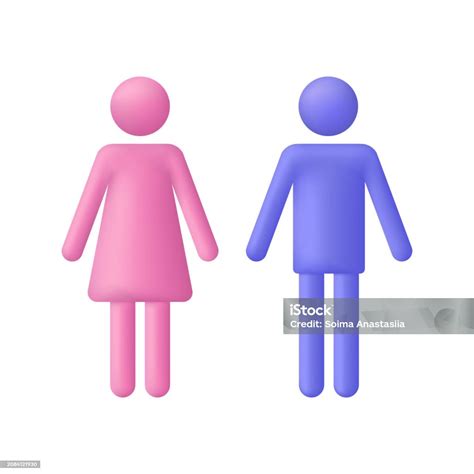 3d 여자와 남자 아이콘입니다 여성과 남성의 개념 성별 아이콘 2명에 대한 스톡 벡터 아트 및 기타 이미지 2명 3차원