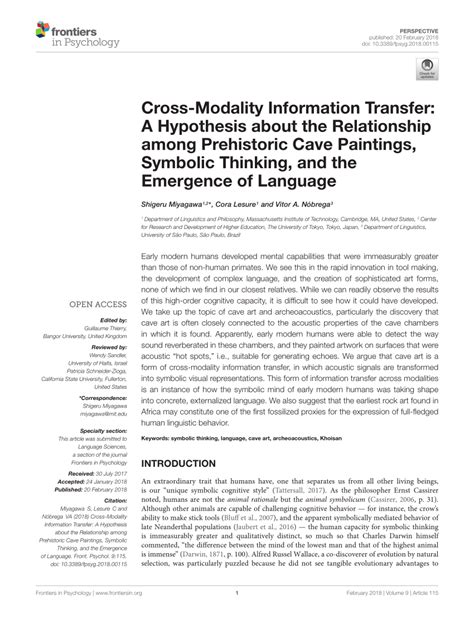 Pdf Cross Modality Information Transfer A Hypothesis About The Relationship Among Prehistoric