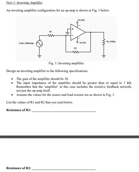 Solved Part Inverting Amplifier An Inverting Amplifier Chegg Com