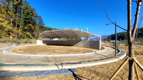 원주천댐 하류 공원야외 무대 막구조물 드론촬영 영상 가림 사업실적