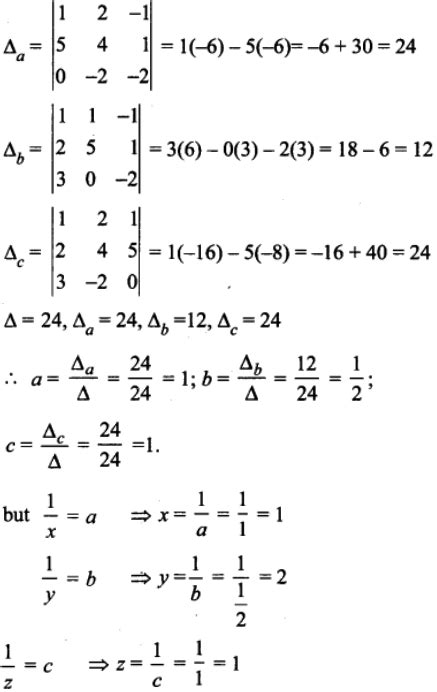Solve The Following Non Homogeneous System Of Linear Equations By Determinant Method 1 X 2