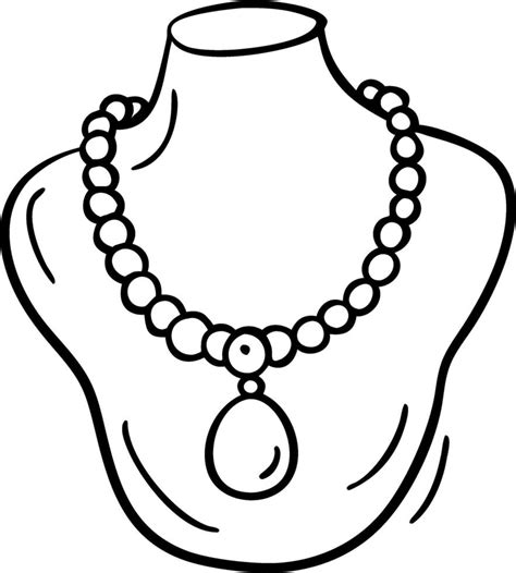 Elegant Beaded Necklace Line Art Jewelry Illustration For Design