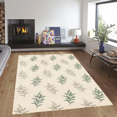 Floral Rug With Botanical Pattern Beige Area Rug Nature Theme Home