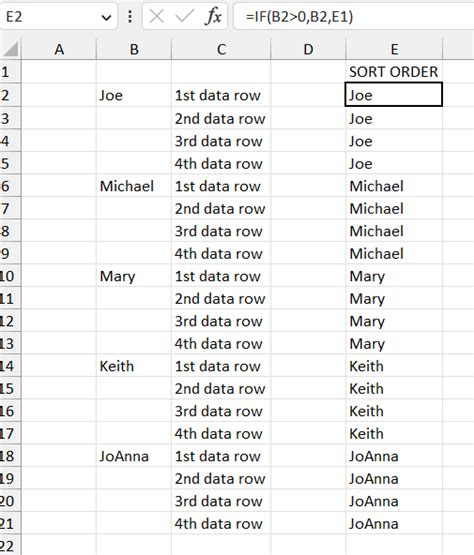 i would like to sort by column b alphabetically but i have 4 rows with