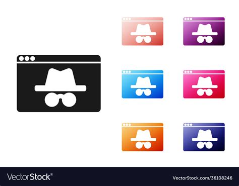 Black Browser Incognito Window Icon Isolated Vector Image