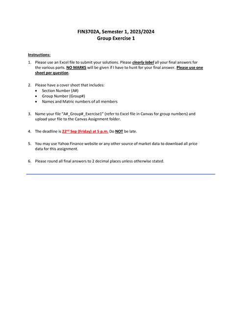 exercise 1 questions practice materials fin3702a semester 1 202