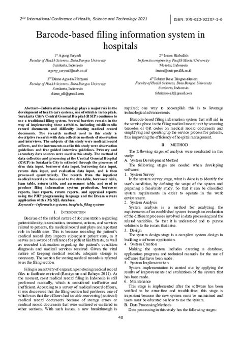 Pdf Barcode Based Filing Information System In Hospitals