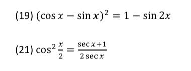 Solved 19 Cos X Sin X2 1 Sin 2x 2 X Secx1 21