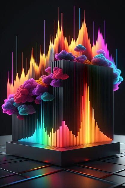 Premium Photo Colorful 3d Cube And Audio Spectrum Visualization
