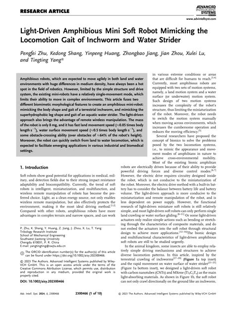 Pdf Light‐driven Amphibious Mini Soft Robot Mimicking The Locomotion