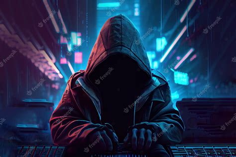 premium photo dangerous hooded hacker generative ai