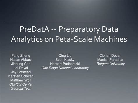 Ppt Predata Preparatory Data Analytics On Peta Scale Machines
