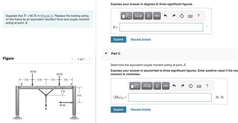 Solved Suppose That F 85lb In Figure 1 Replace The