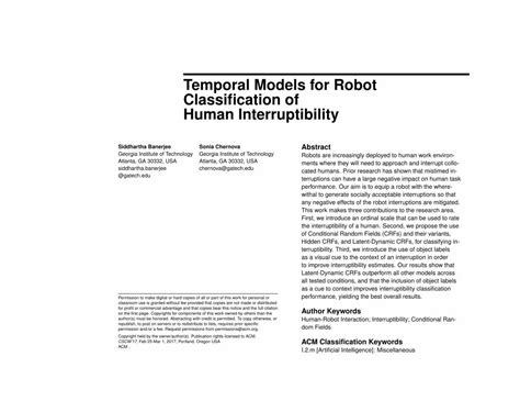 Pdf Temporal Models For Robot Classification Of Human · Pdf Filetemporal Models For Robot