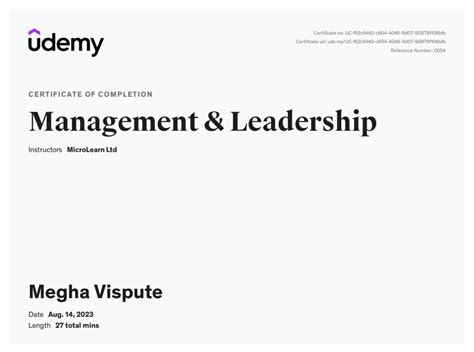 Megha Vispute On Linkedin Udemy Course Completion Certificate