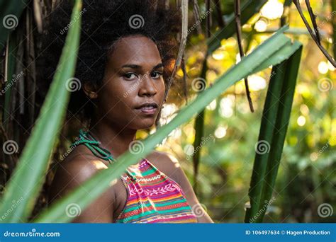 Melanesian Pacific Islander Athlete Girl With Afro Hairstyle After