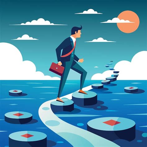 Premium Vector Stepping Stones To Success Progress Or Milestone