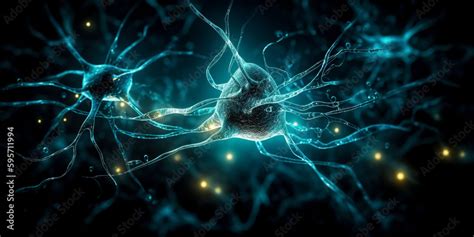 Active Nerve Cells Neuronal Network With Electrical Activity Of Neuron Cells Neuroscience