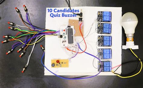 10 Candidates Quiz Buzzer System Using 8051 Microcontroller Circuits Bazaar Electronics