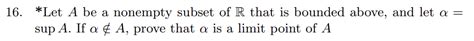 solved let a ﻿be a nonempty subset of r ﻿that is bounded