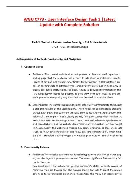 Wgu C773 User Interface Design Task 1 Latest Update With Complete Solution C773 Stuvia Us