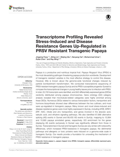 Pdf Transcriptome Profiling Revealed Stress Induced And Disease